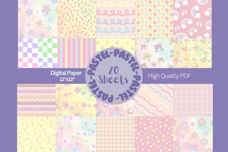 20 Pack Pastel Palette Digital Sheets for Commercial Use - Etsy