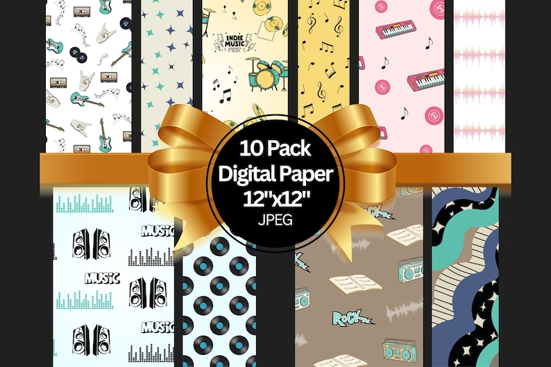 10 Music Digital Paper for Commercial Use - Etsy