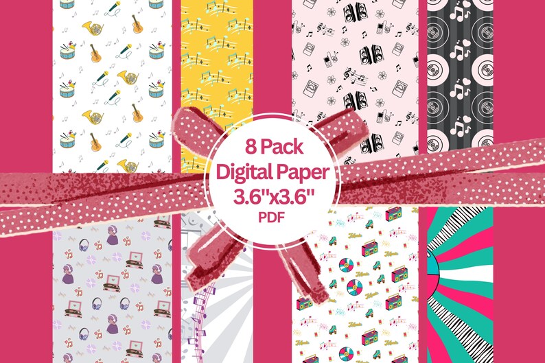 8 Music Patterns/digital Paper for Commercial Use - Etsy