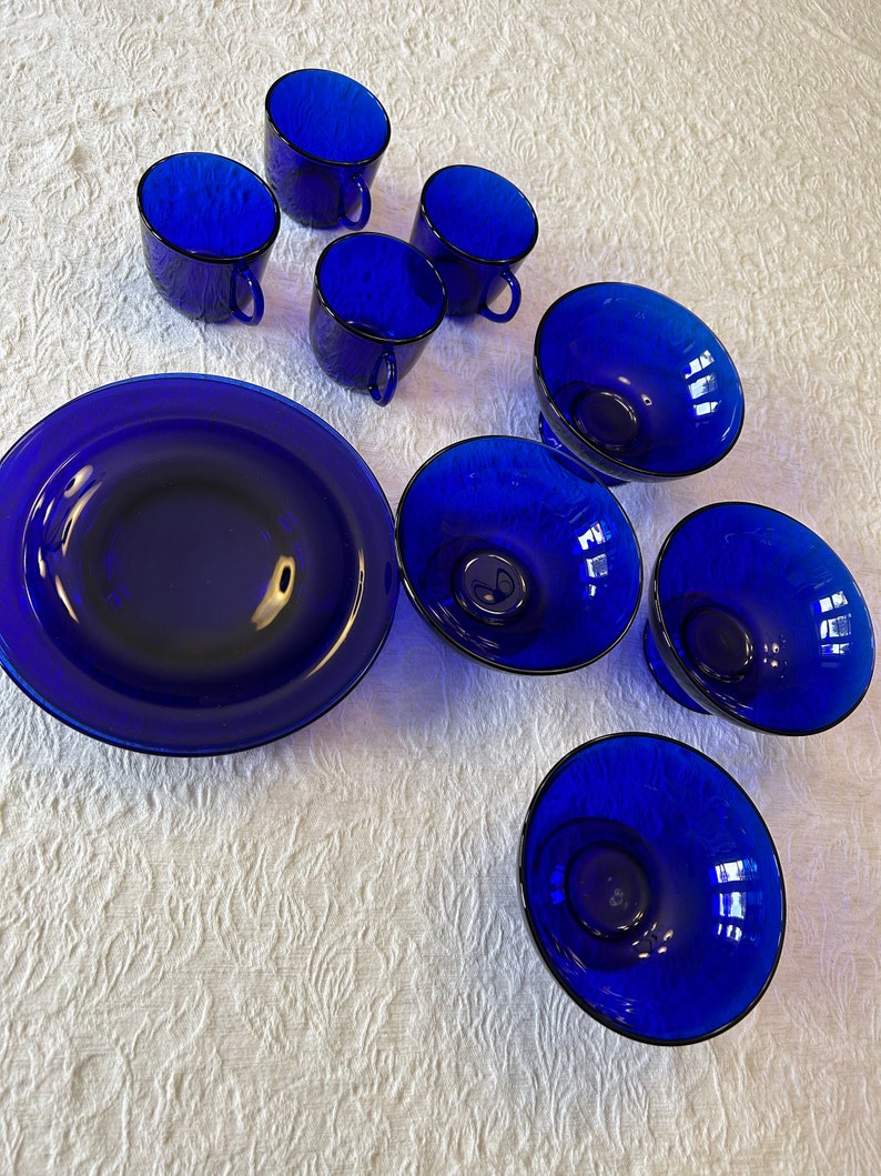 Vintage Cobalt Blue Dishes Set of 4 Place Settings - Etsy