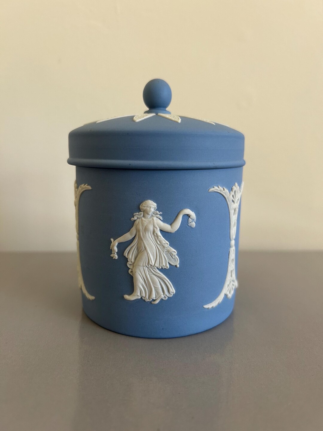Vintage Wedgewood Blue Dancing Fairy Jar Jasperware Made in England - Etsy