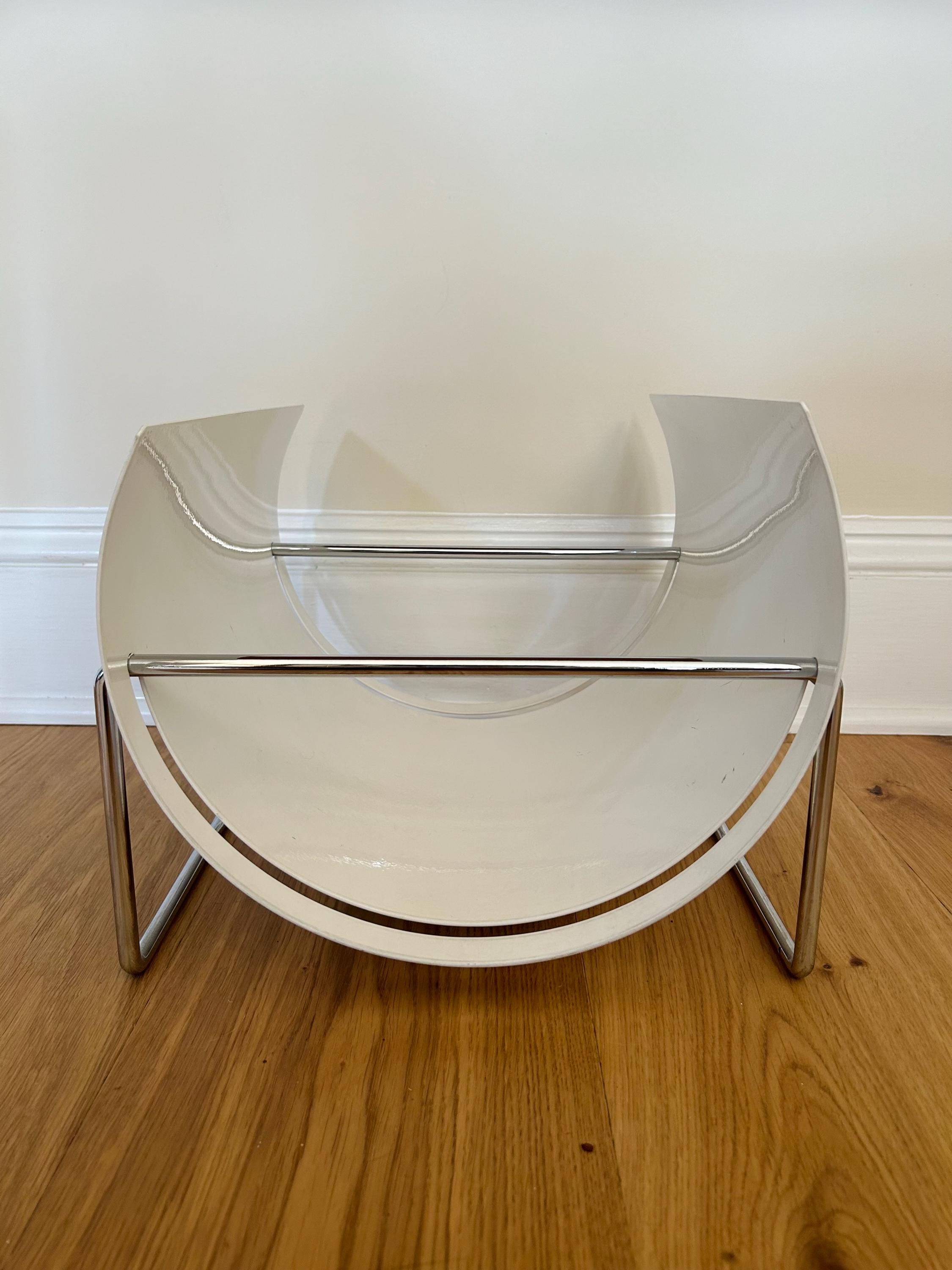 Vintage Magazine Rack Chrome and White in the Style of Gallotti and ...