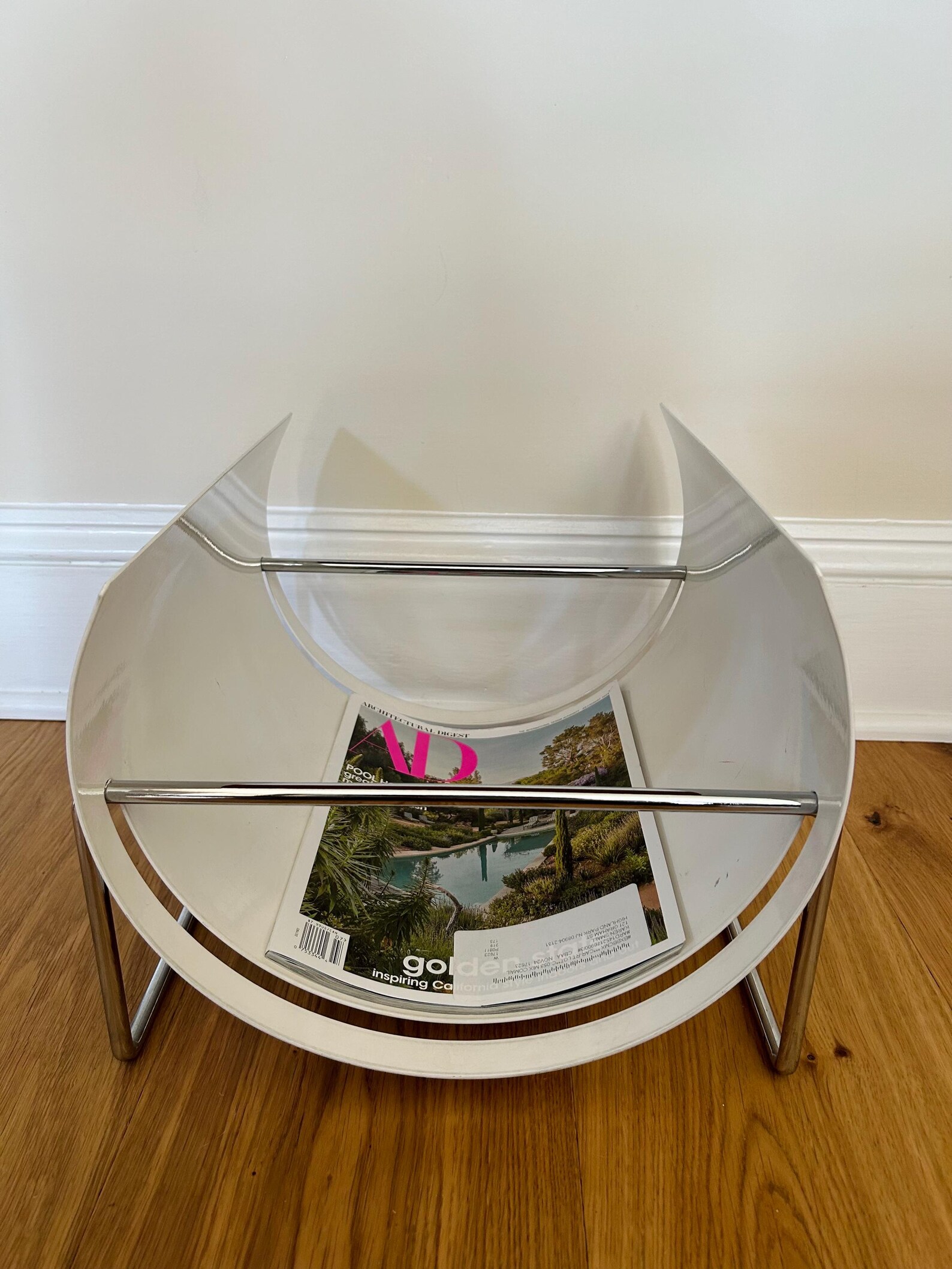 Vintage Magazine Rack Chrome and White in the Style of Gallotti and ...