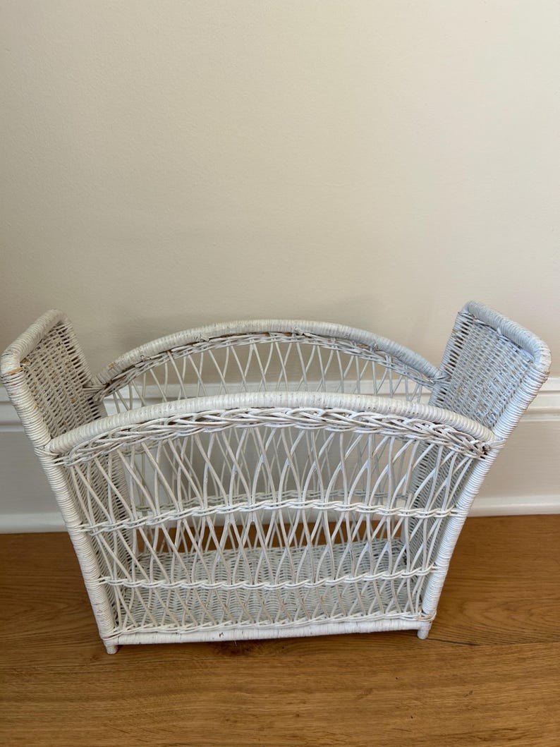 Vintage Wicker Magazine Rack Holder Boho - Etsy