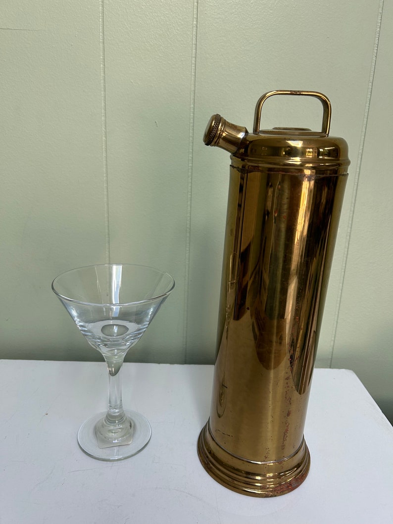 Vintage Krome Kraft Farber Bros Tall Cocktail Shaker Brass Art Deco - Etsy