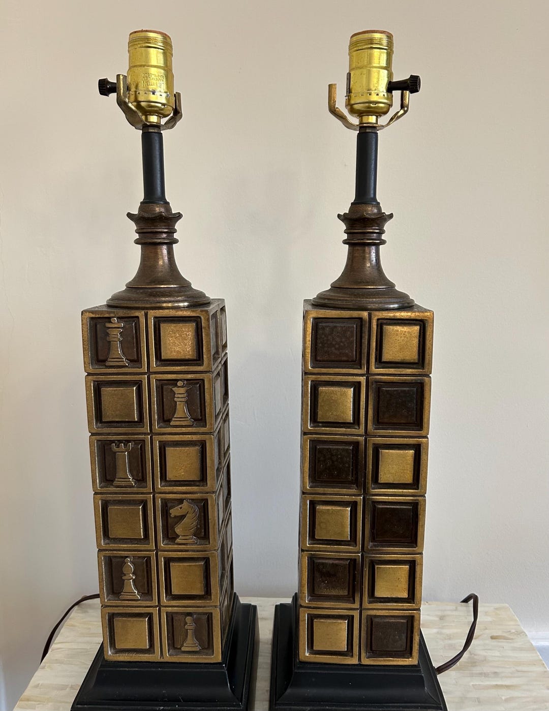 Vintage Chess Table Lamps-brass 1960s Dick Van Dyke Show MCM - Etsy