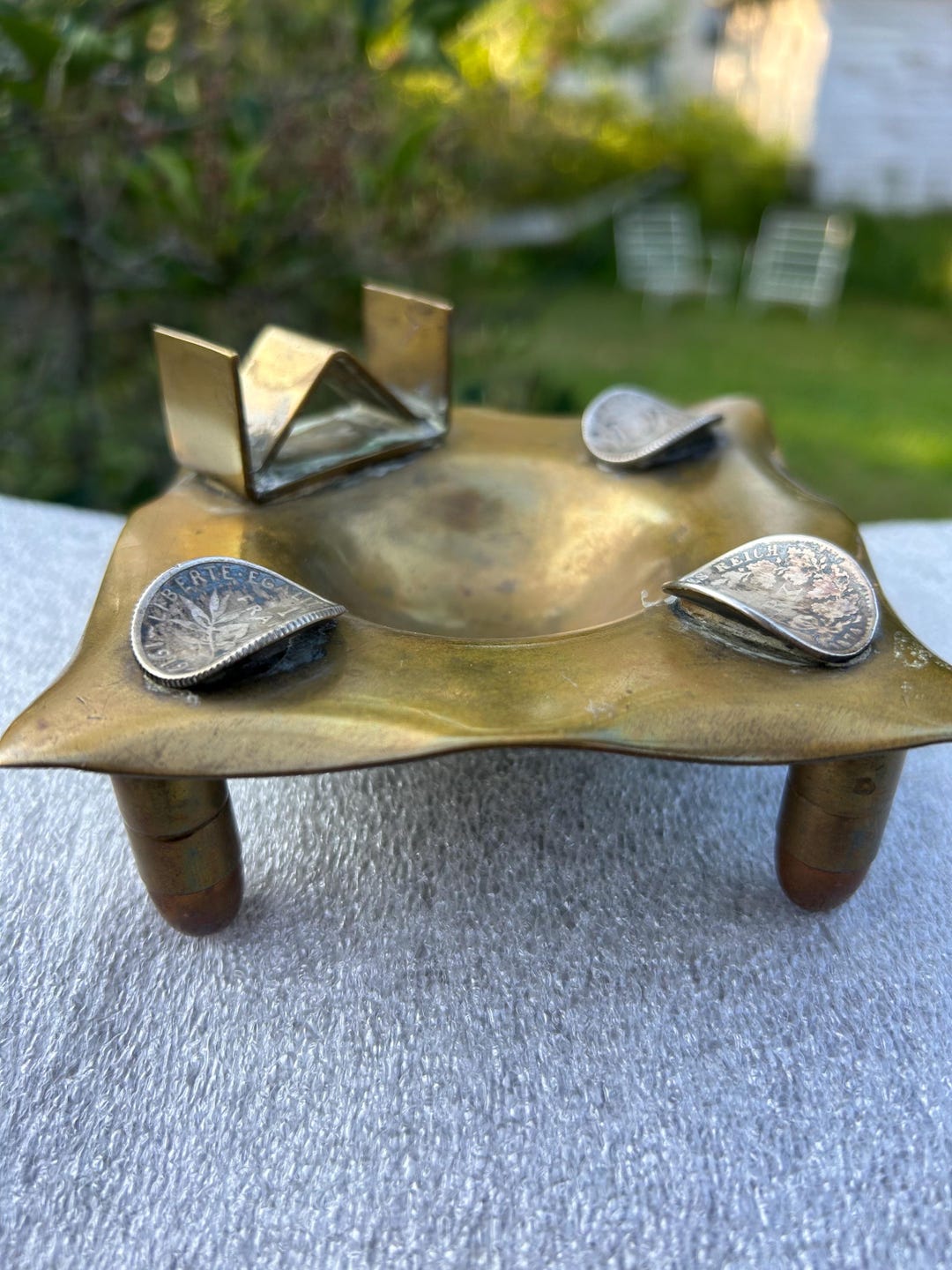 Vintage Trench Art WWII Ashtray Military Souvenir International Coins ...