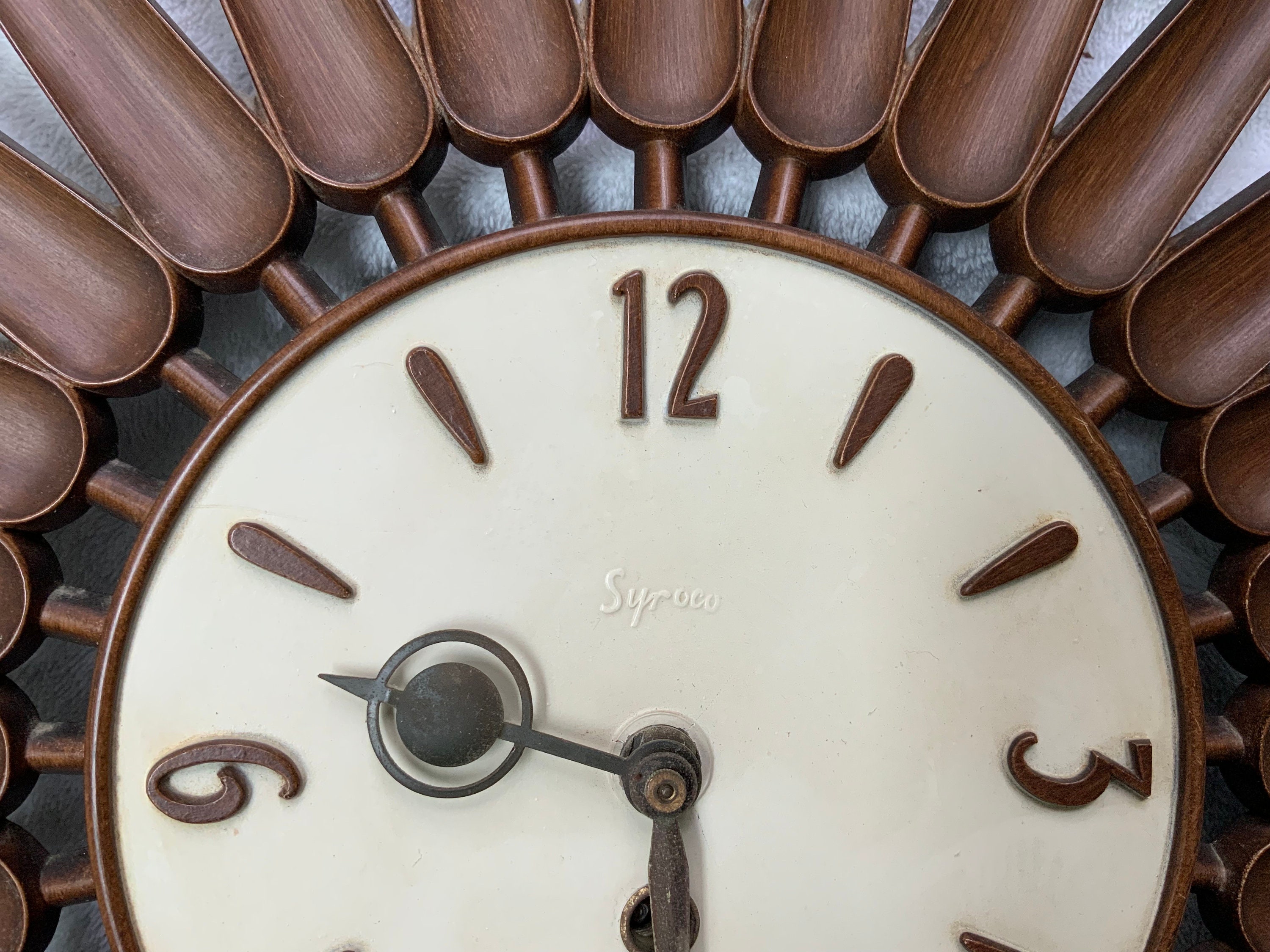 Mid-century Sunburst Wall Clock by Syroco Danish Inspired - Etsy
