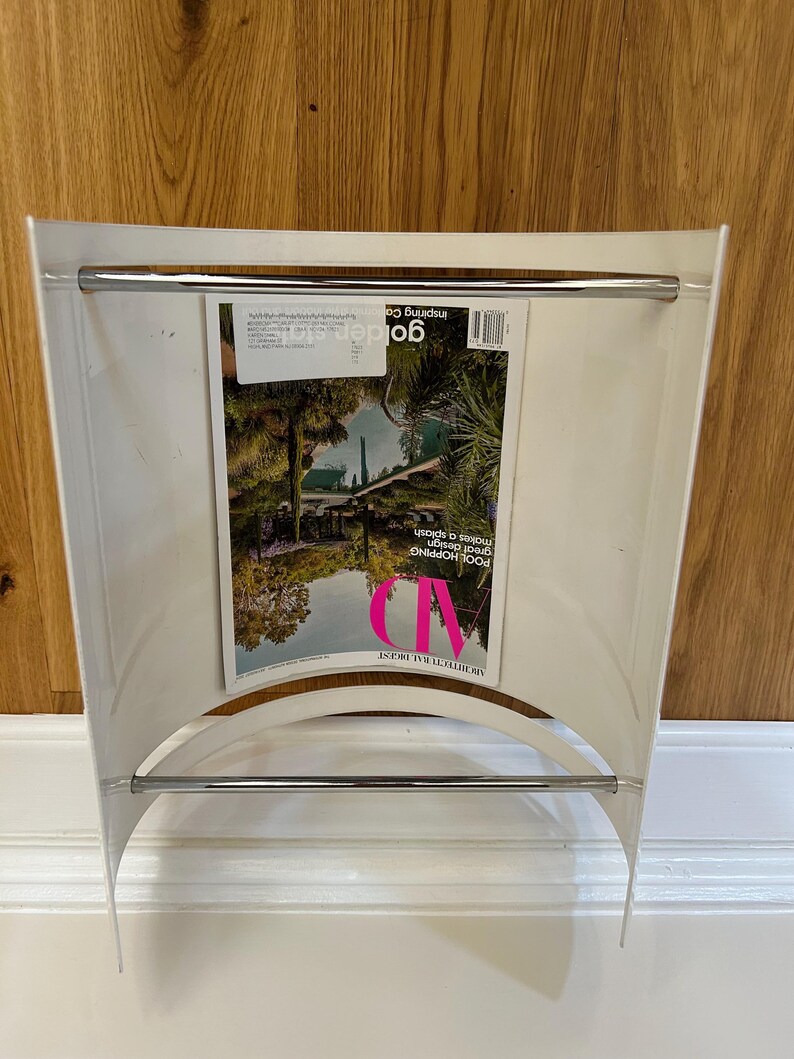Vintage Magazine Rack Chrome and White in the Style of Gallotti and ...