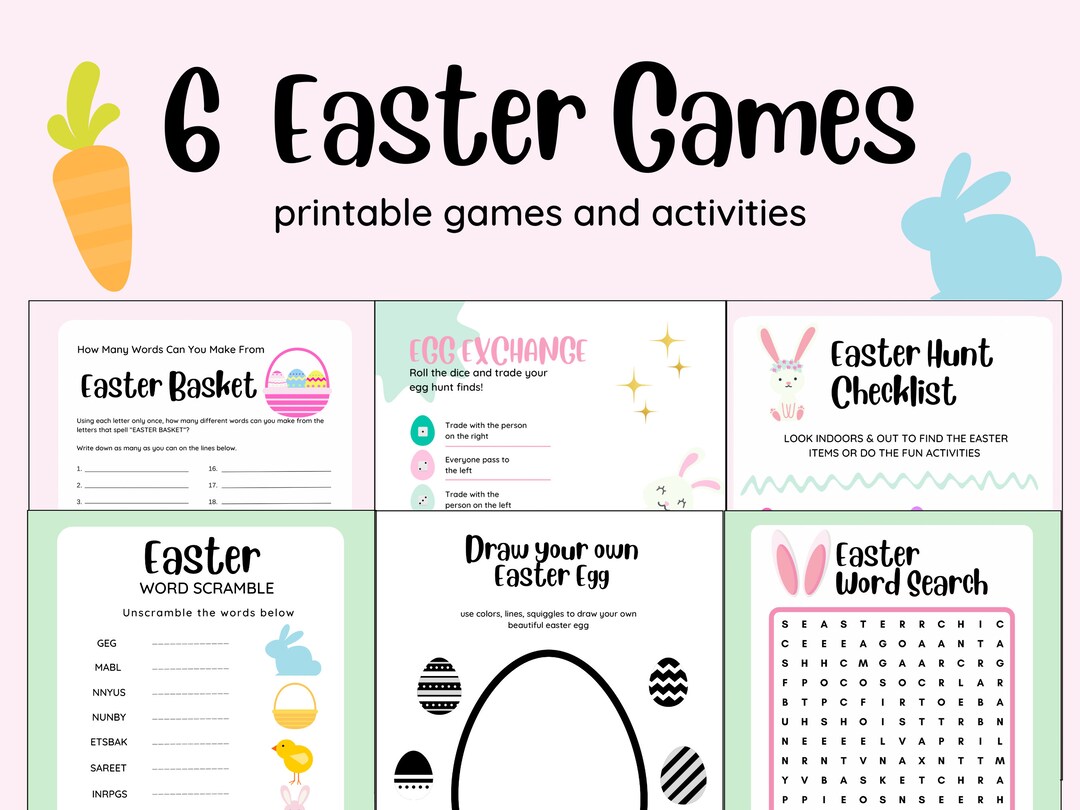 Easter Games Printable, Printable Easter Games for Kids, Easter Party ...