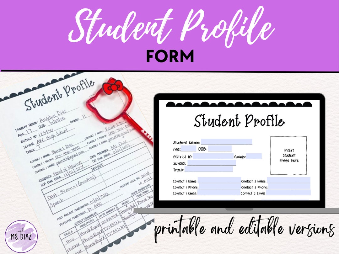 Student Profile Form, IEP Form, Student Information Form, Special ...