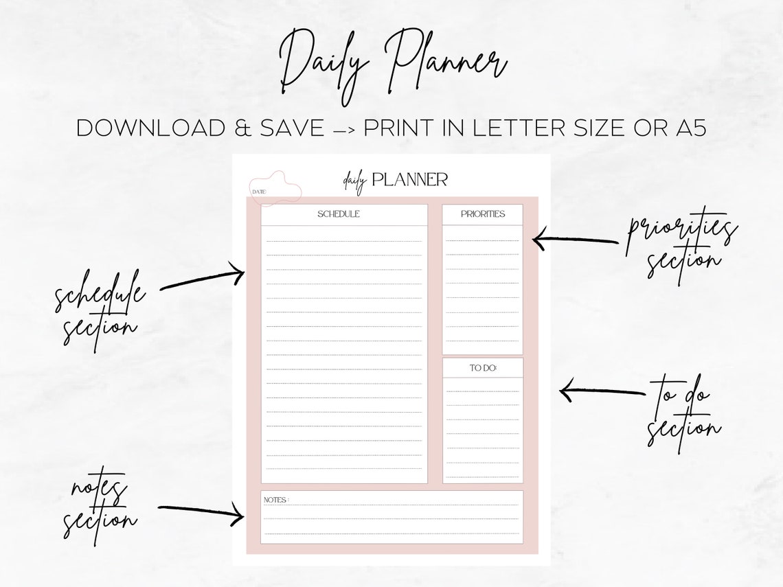 Daily Planner Weekly Planner Printable Planner, Digital Plannerto Do ...