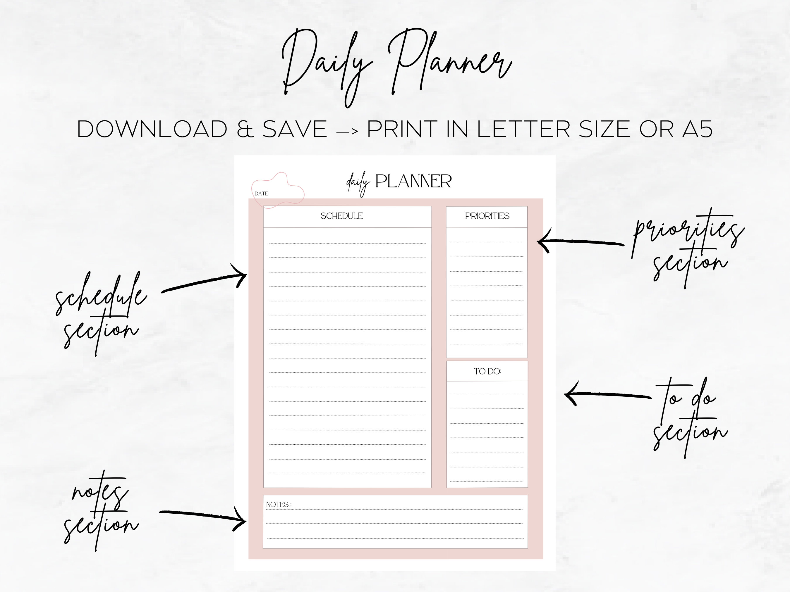Daily Planner Weekly Planner Printable Planner, Digital Plannerto Do ...