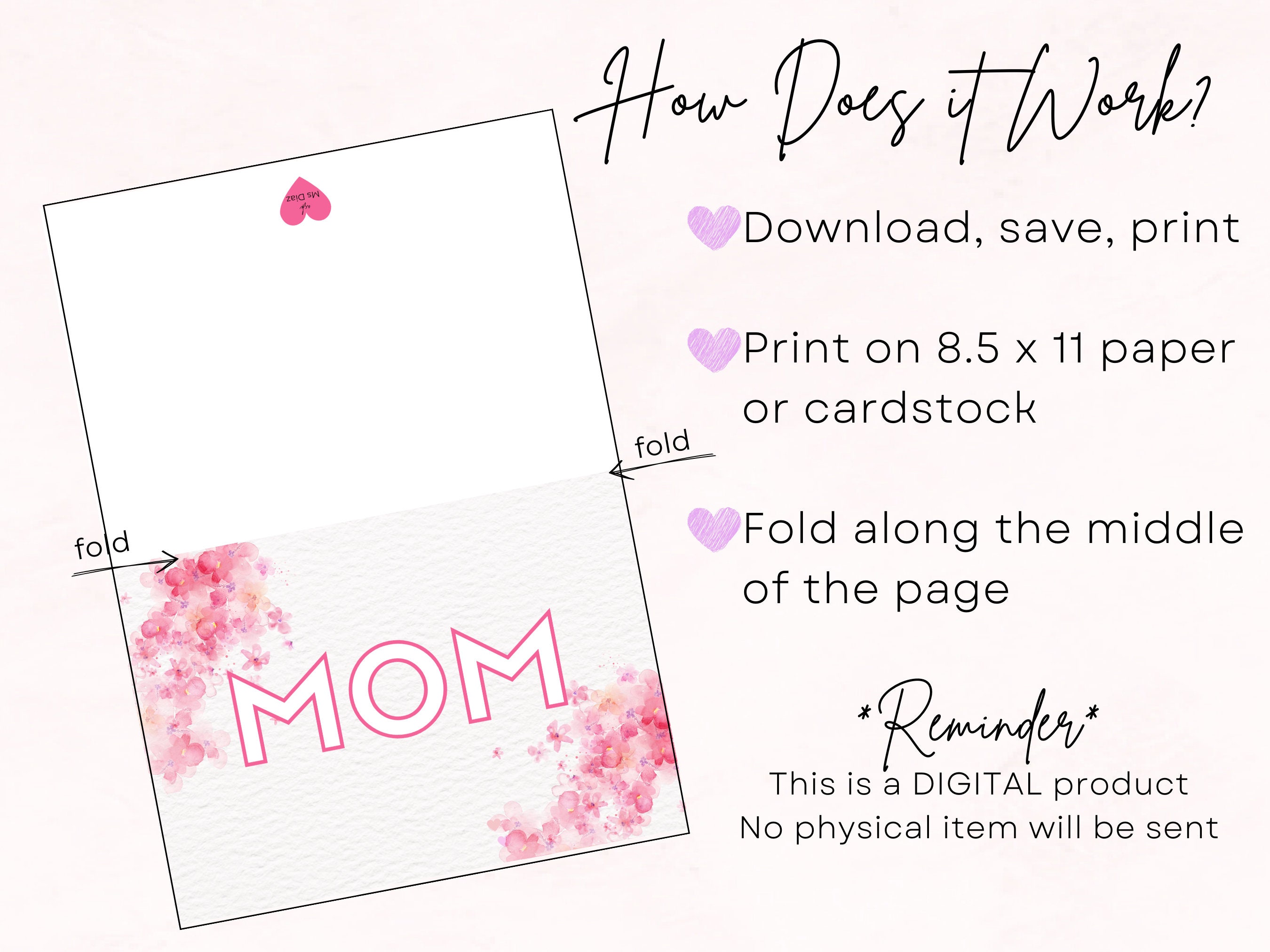 Mothers Day Card Printable, Printable Mothers Day Card, Digital Mothers ...
