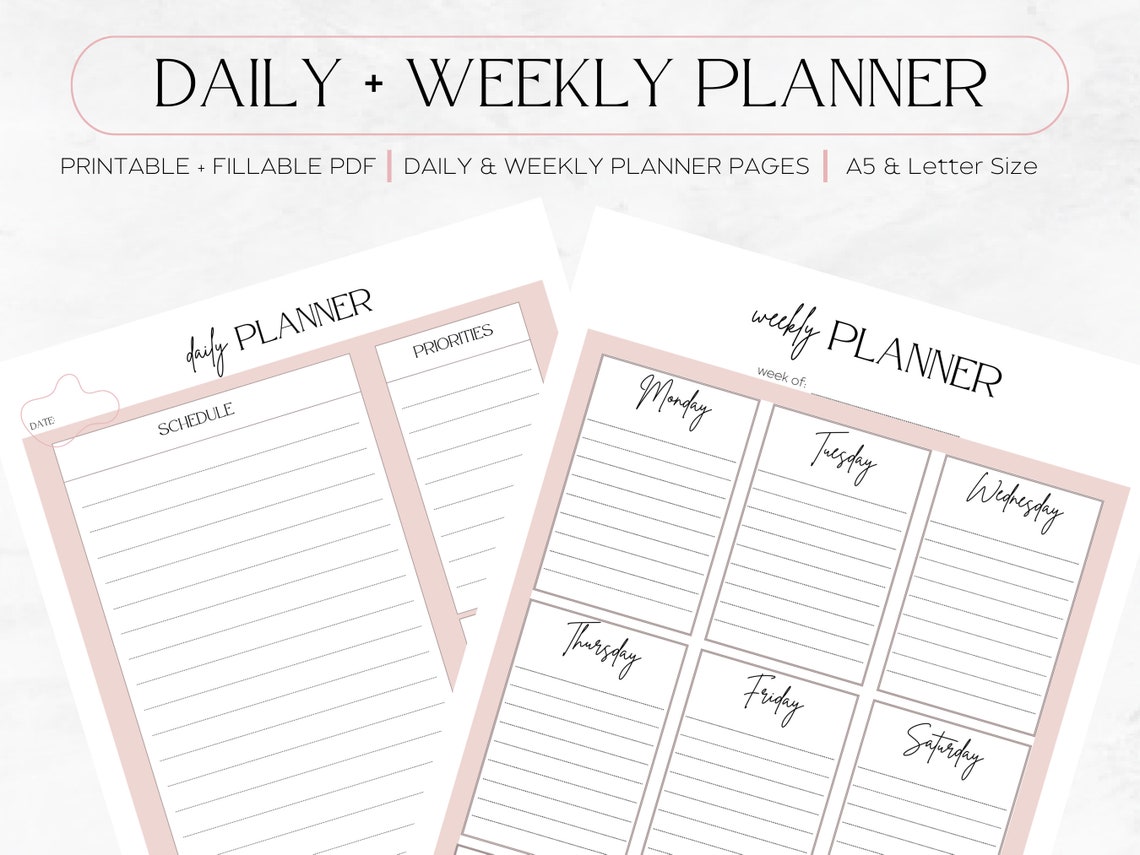 Daily Planner Weekly Planner Printable Planner, Digital Plannerto Do ...