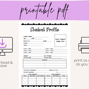 Student Profile Form, IEP Form, Student Information Form, Special ...