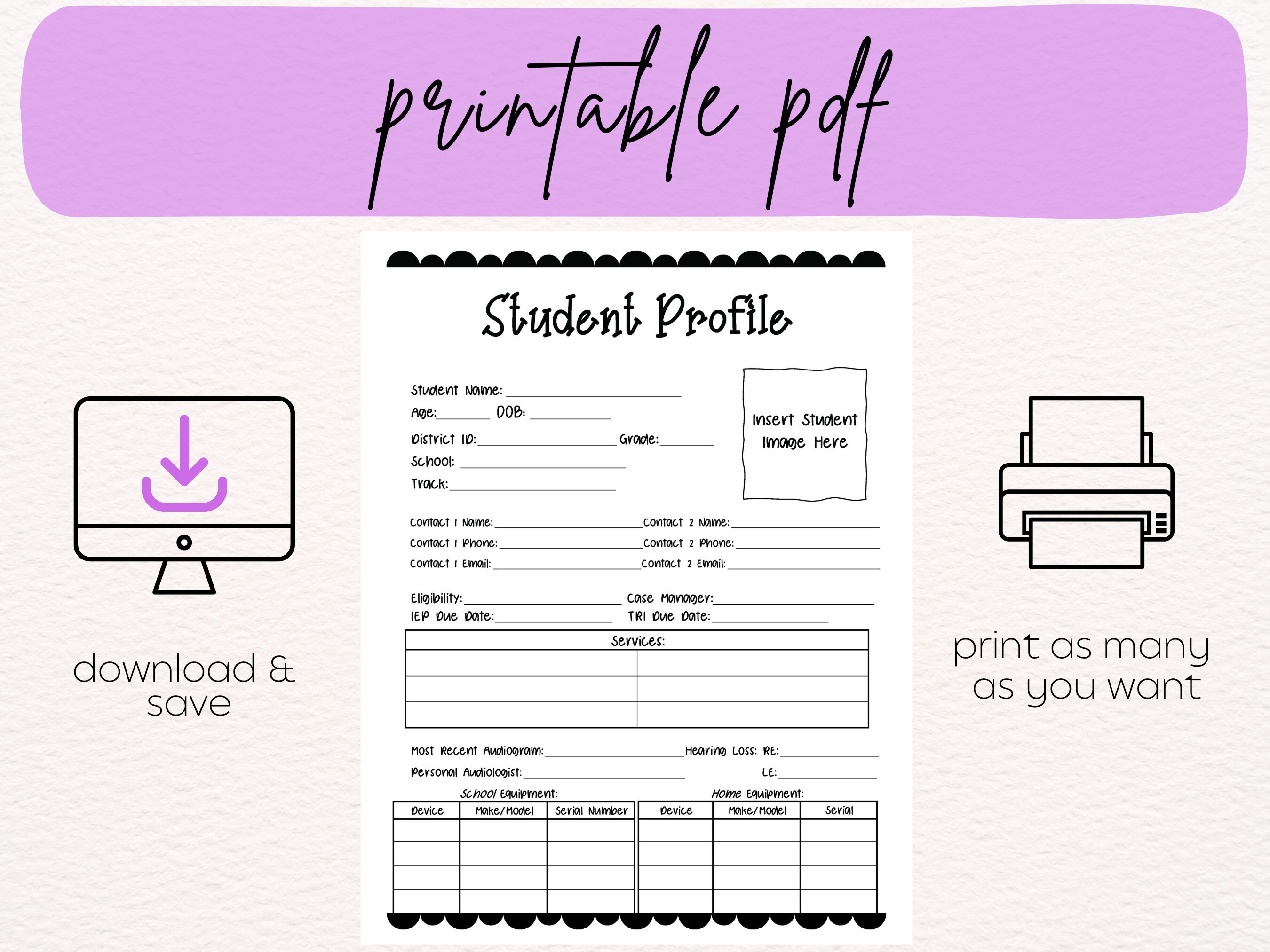Student Profile Form, IEP Form, Student Information Form, Special ...