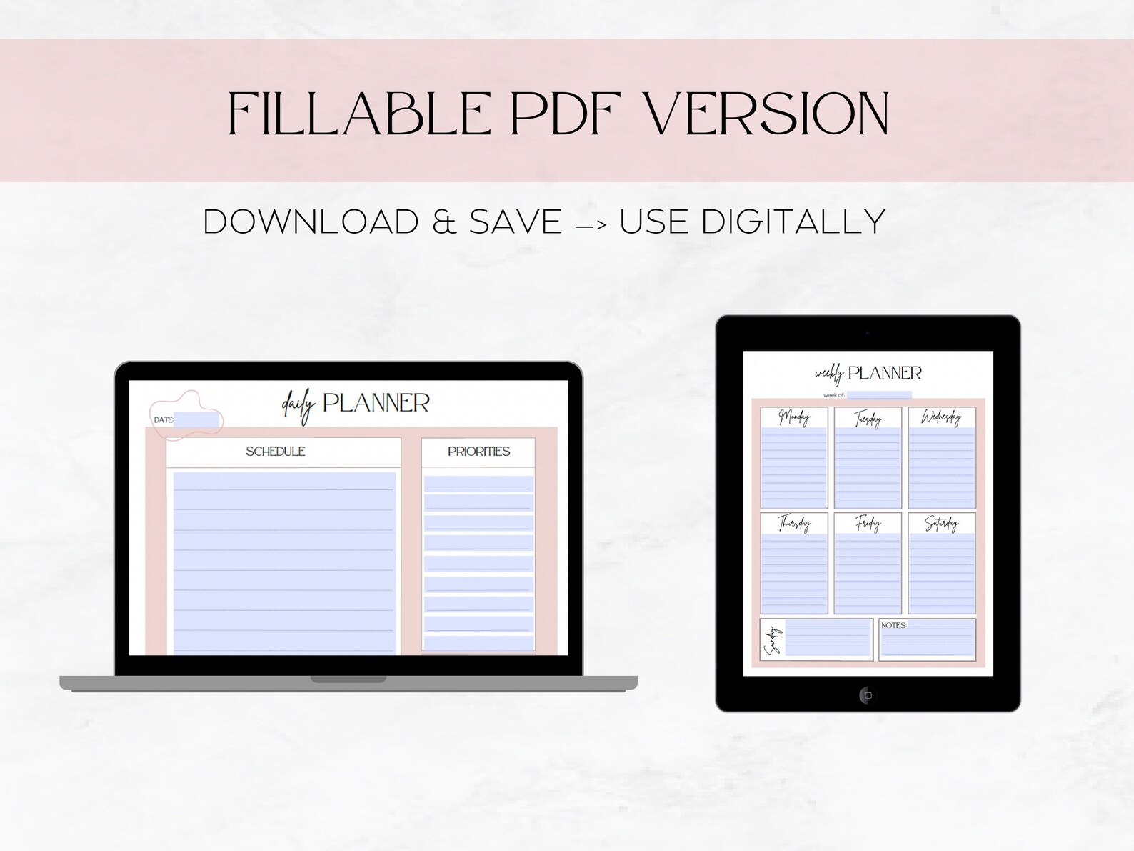 Daily Planner Weekly Planner Printable Planner, Digital Plannerto Do ...