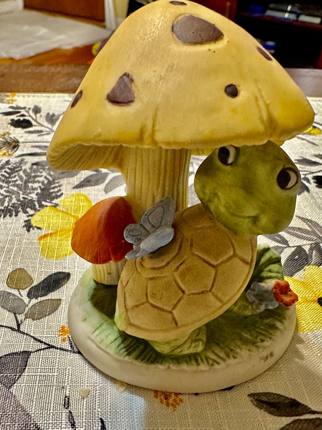 Turtle With Mushroom Toadstool Butterfly Figurine so Cute Vintage - Etsy