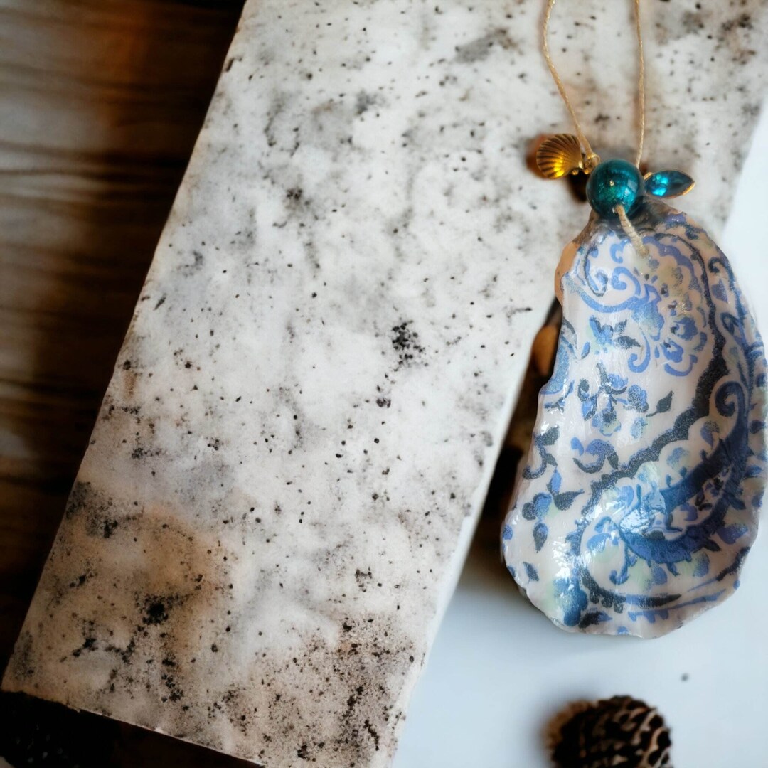 Oyster Shell Ornament Oyster Shell Decor Paisley Ornament - Etsy
