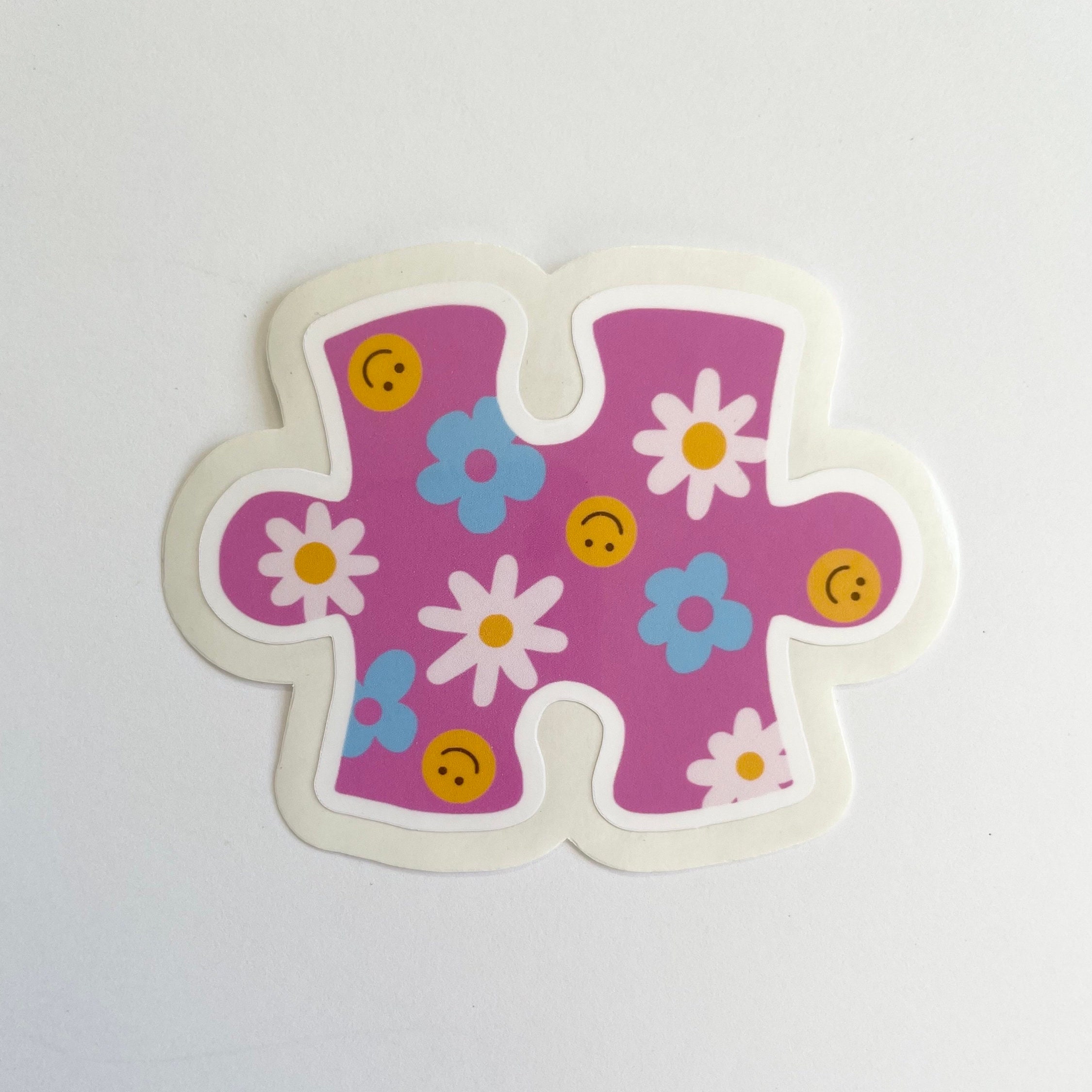Puzzle Piece Sticker, Groovy, 90s Themed Sticker - Etsy