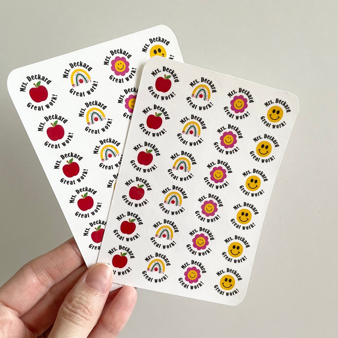 Personalized “great Work” Teacher Sticker, 2 Sheets of Stickers, 48 ...
