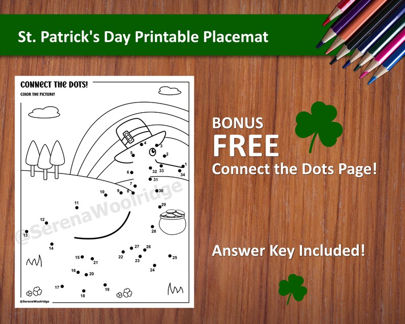 St Patrick's Day Coloring Activity Placemat Printable for Kids and ...