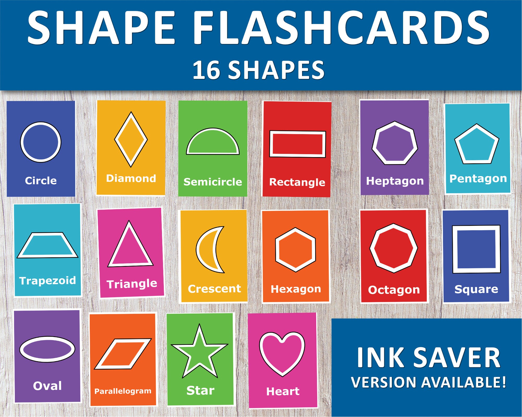 Shape Matching Flashcards for Toddlers Preschool Homeschool Printable ...