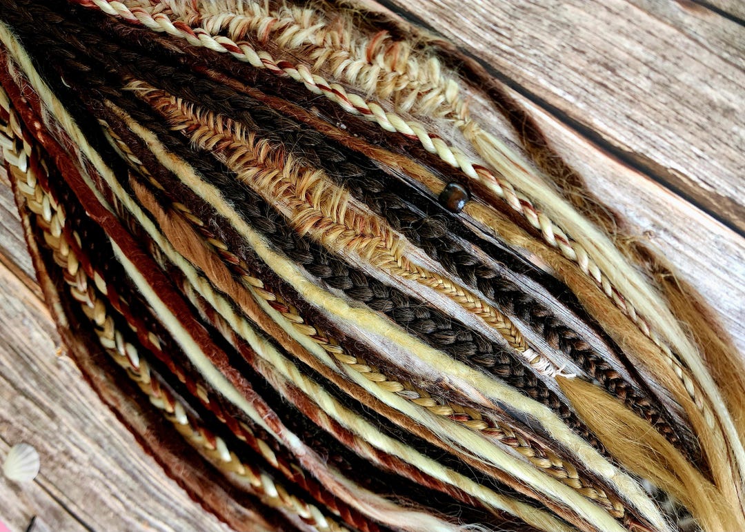Rustic Goddess Synthetic Braid Dreadlock Extensions: Brown Honey ...