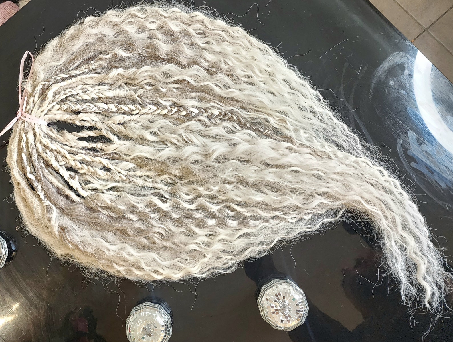 Ice Queen Double Ended Creamy Blonde Wavy Dreadlock Extensions. Braid ...