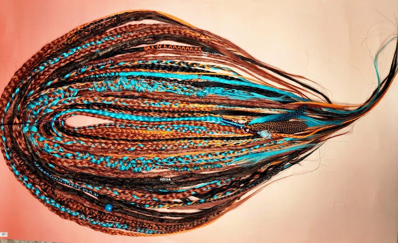 Celtic Fire Phoenix Double Ended Dreads: Copper, Teal, Brown Braids - Etsy
