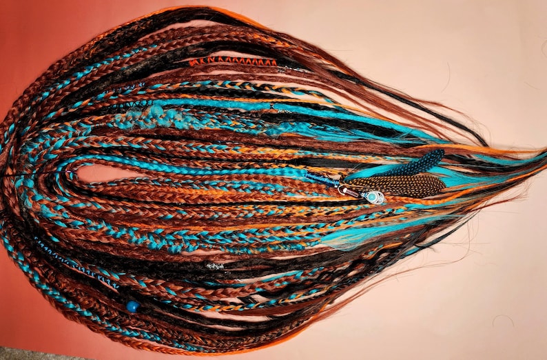 Celtic Fire Phoenix Double Ended Dreads: Copper, Teal, Brown Braids - Etsy