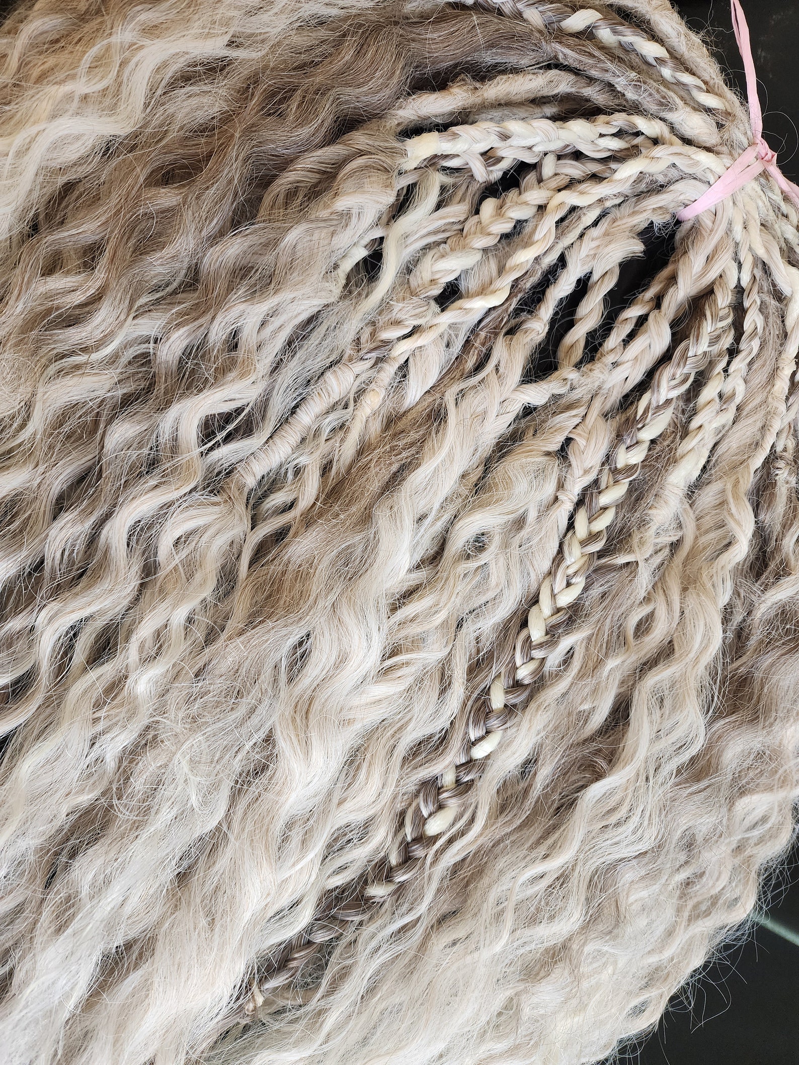 Ice Queen Double Ended Creamy Blonde Wavy Dreadlock Extensions. Braid ...