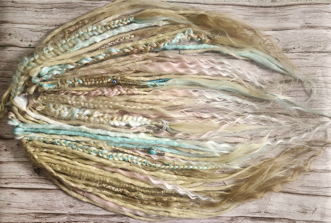 Sea Foam Pastel Wavy Mermaid Set of 10 Single Ended Synthetic ...