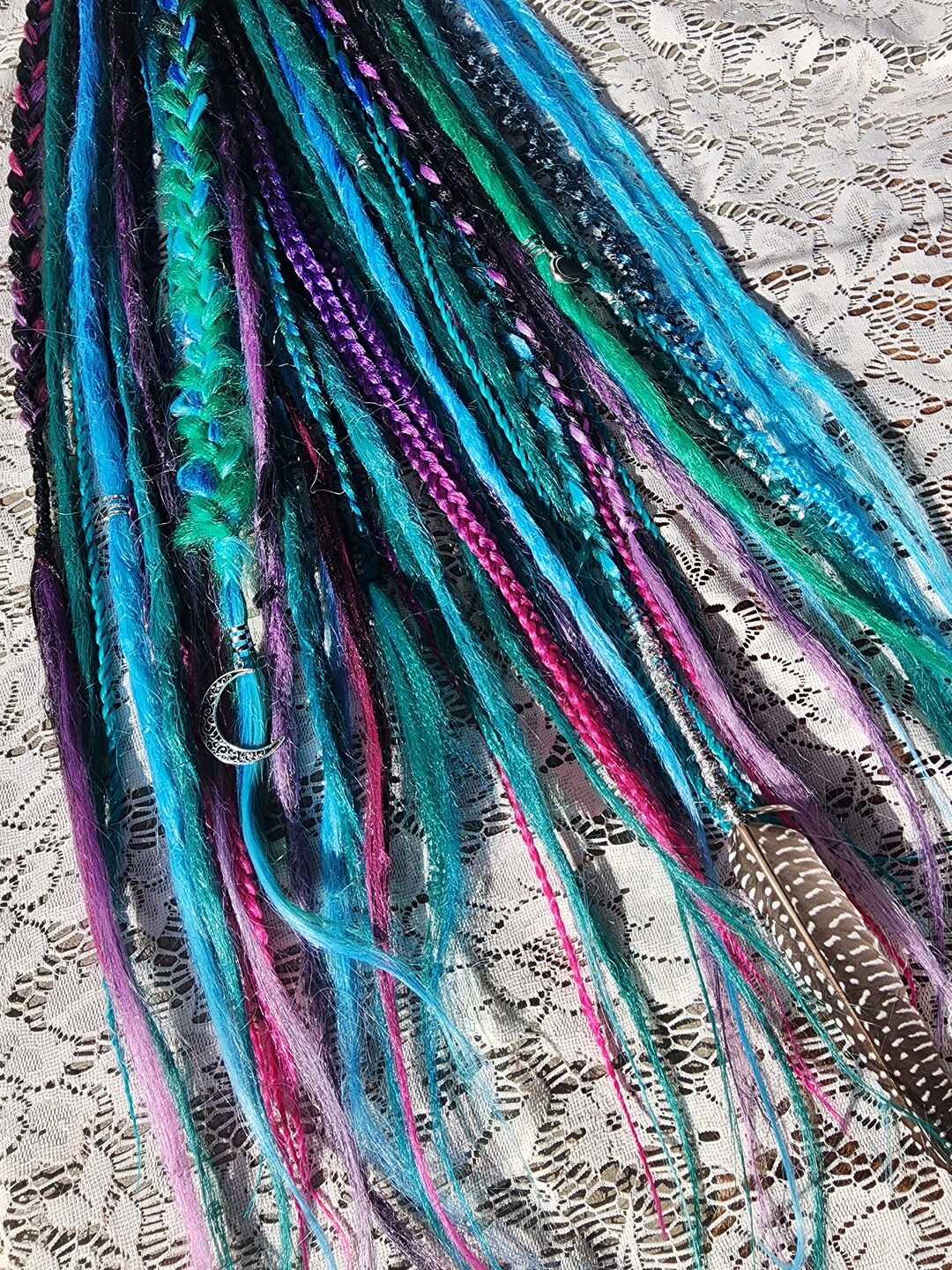 Mythical Mermaid Chrome Set of 35 Se Crocheted Dread/braid Extensions ...