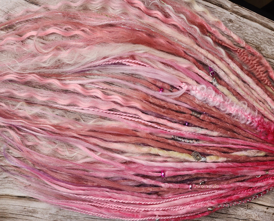 Fairy Floss Pink Dreadlock and Braid Petite Whispy,wavy,sparkly, Double ...