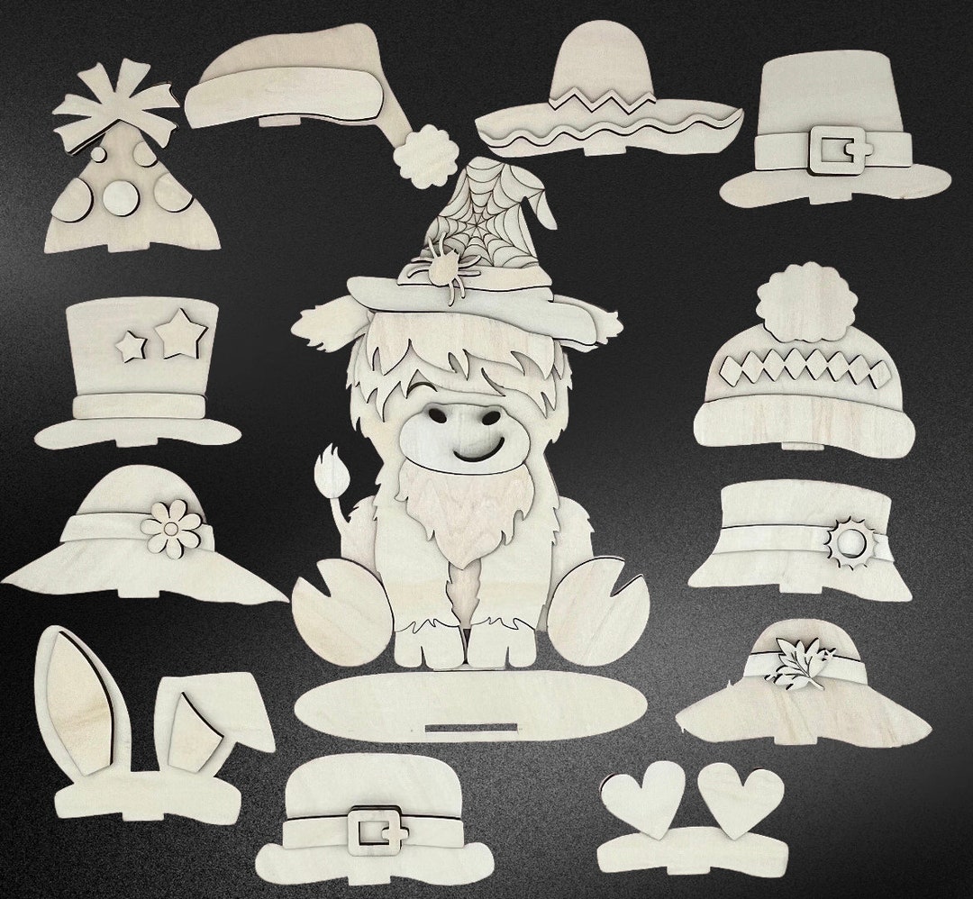 DIY Highland Cow Craft Kit With 13 Interchangeable Seasonal Hats - Etsy