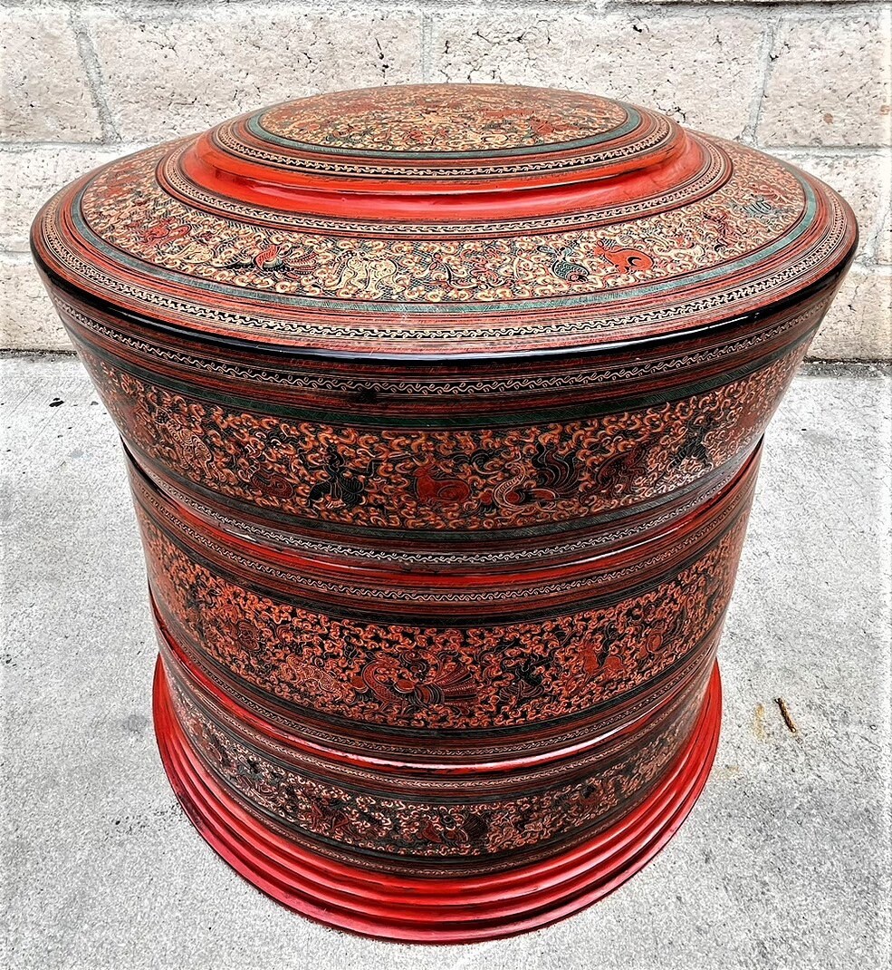 Vintage Burmese Lacquer Container - Etsy