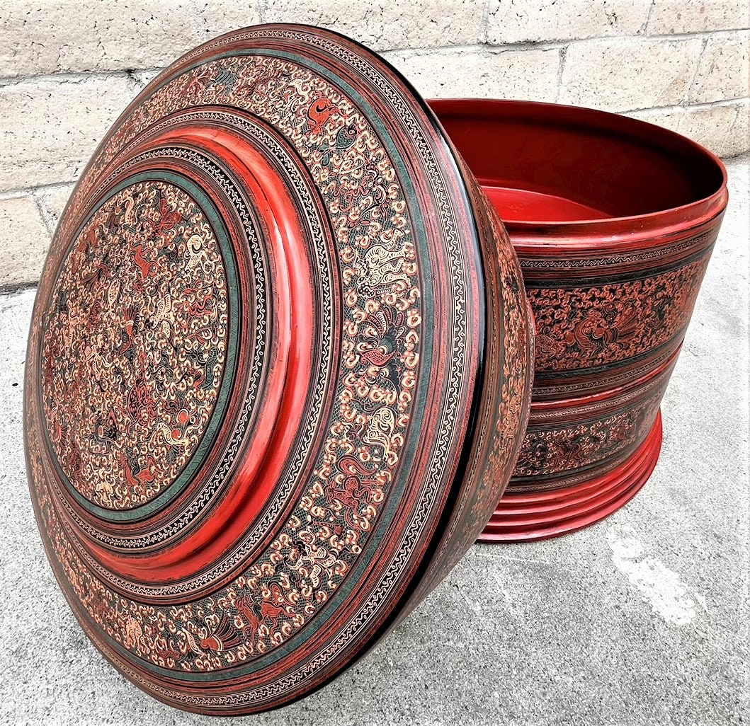 Vintage Burmese Lacquer Container - Etsy