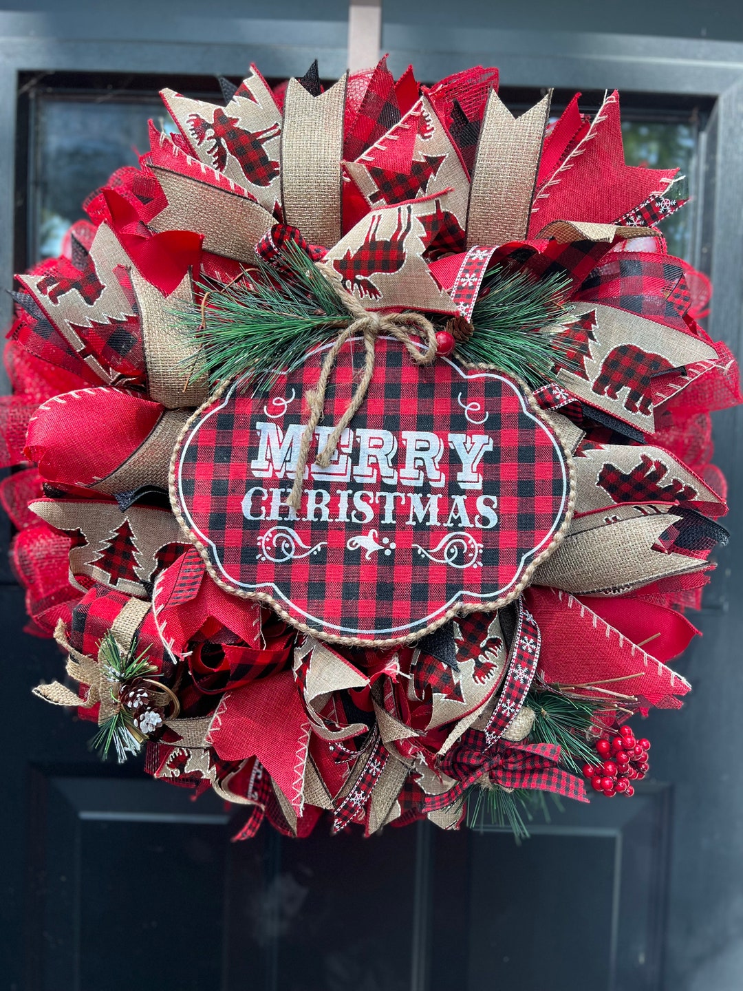 A Buffalo Plaid Christmas Wreath - Etsy