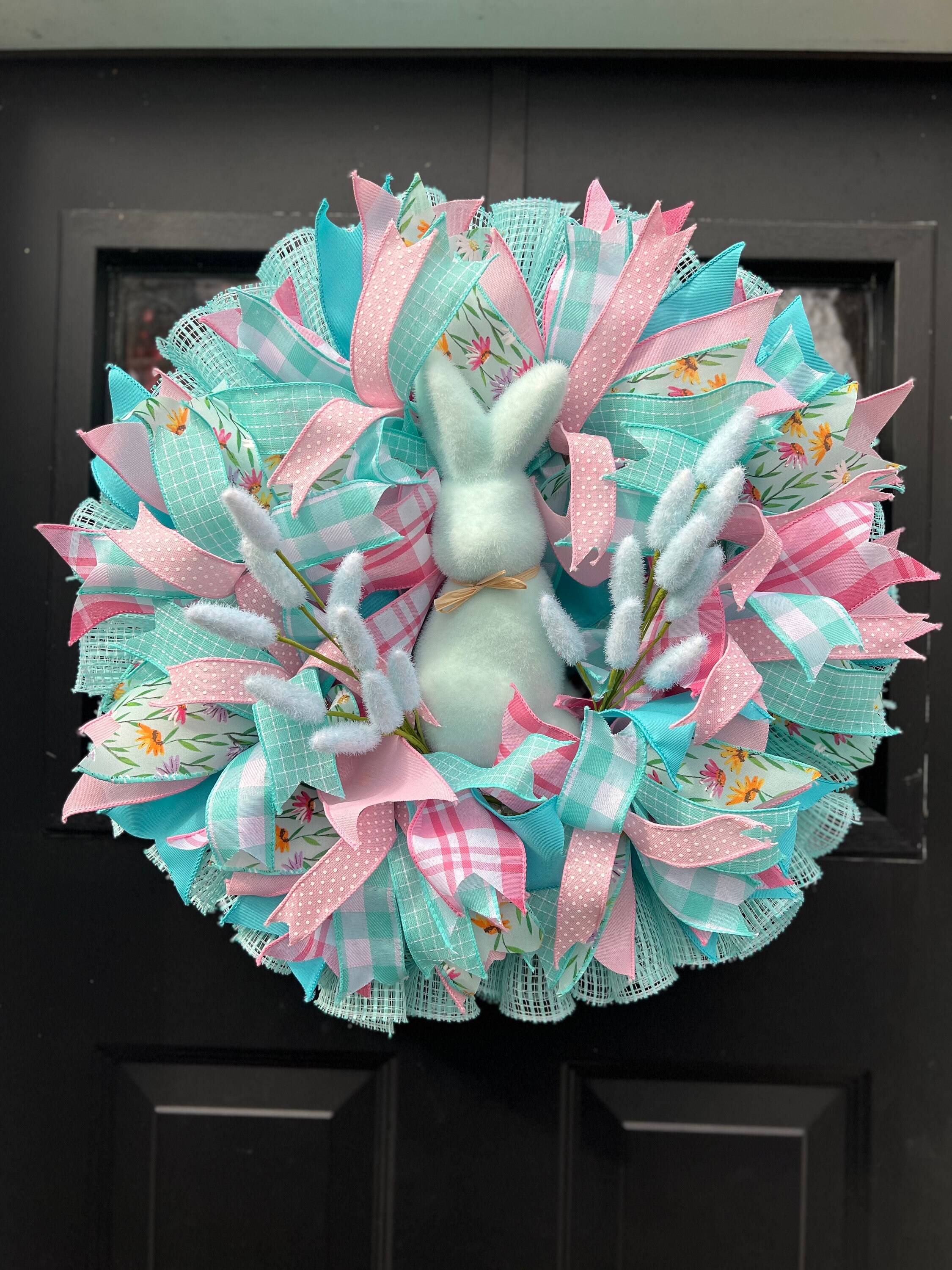 Teal Bunny Easter/spring Wreath - Etsy