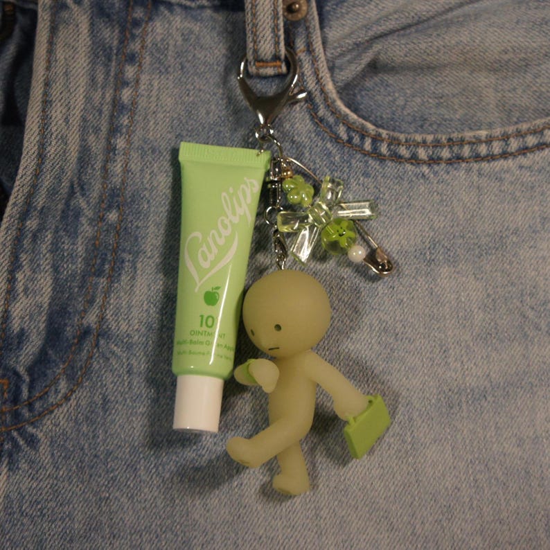 Smiski Keychain With Lip Balm - Bag Charm - Handmade - Authentic - Etsy