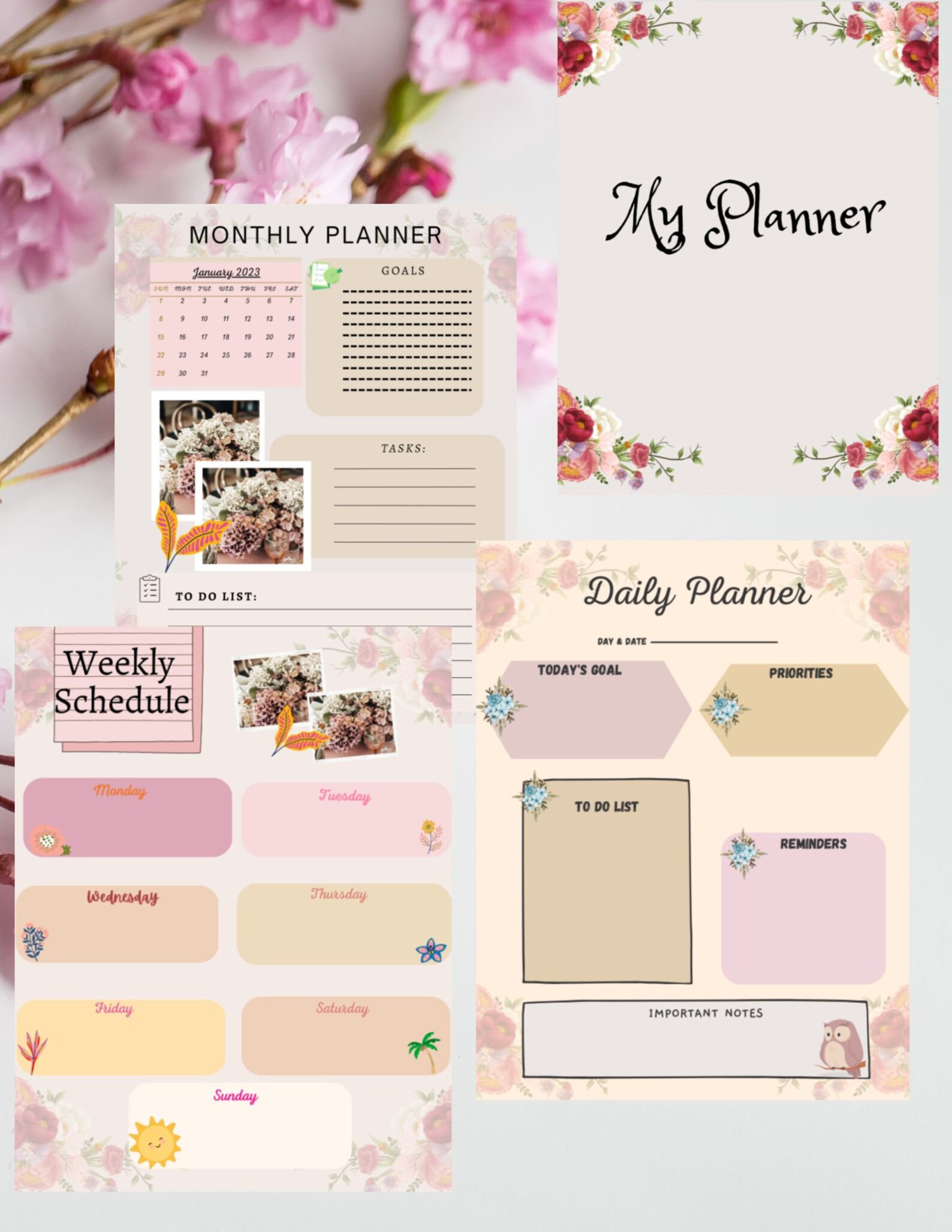 Bundle of Printable Digital Monthly , Weekly and Daily Planner - Etsy