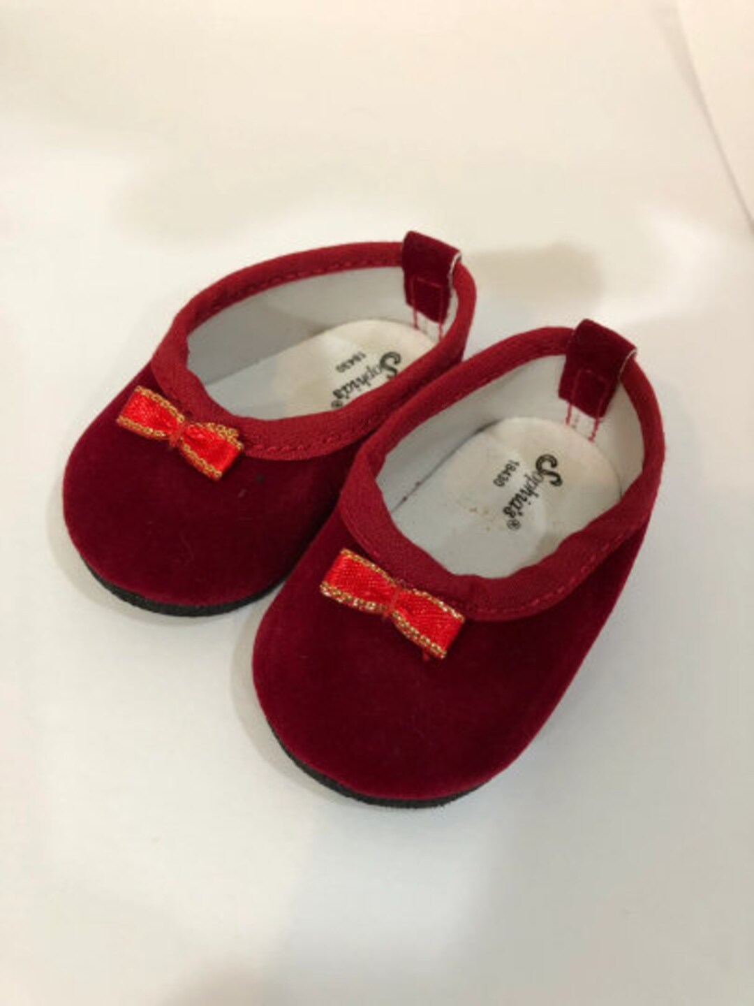 Red Velvet Ballet Flats With Gold Bow: 18" Play Doll Shoes - Etsy