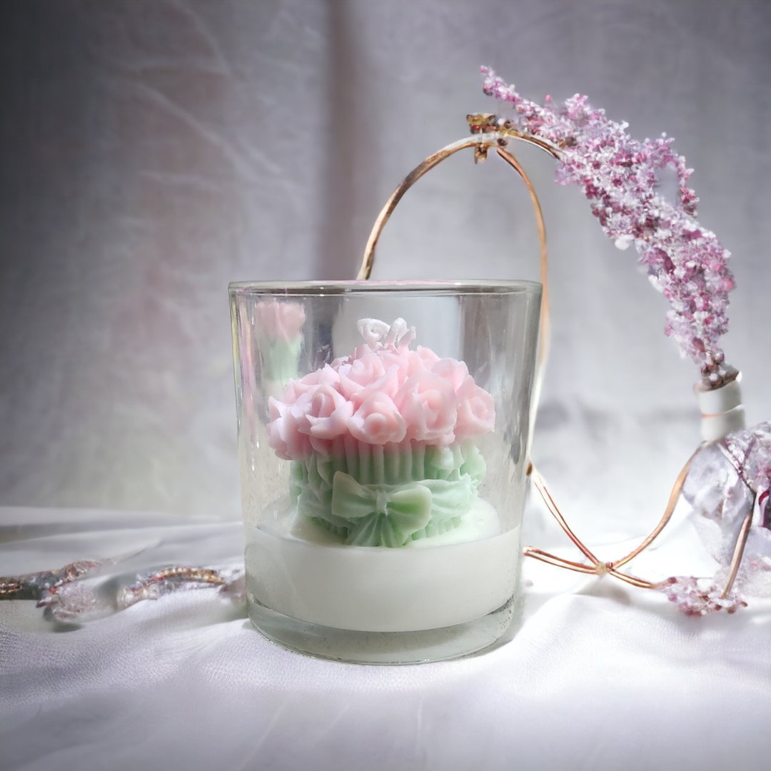 Roses Candle in a Jar Scented, Rose Bouquet Candle, Wedding Favor ...