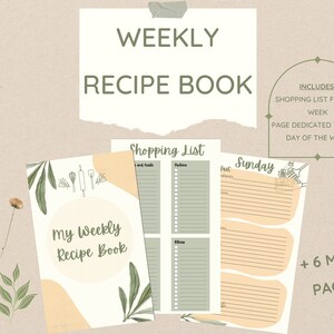 Weekly Recipe Planner, 7 Day Recipe Log, Digital/printable Cook Book ...
