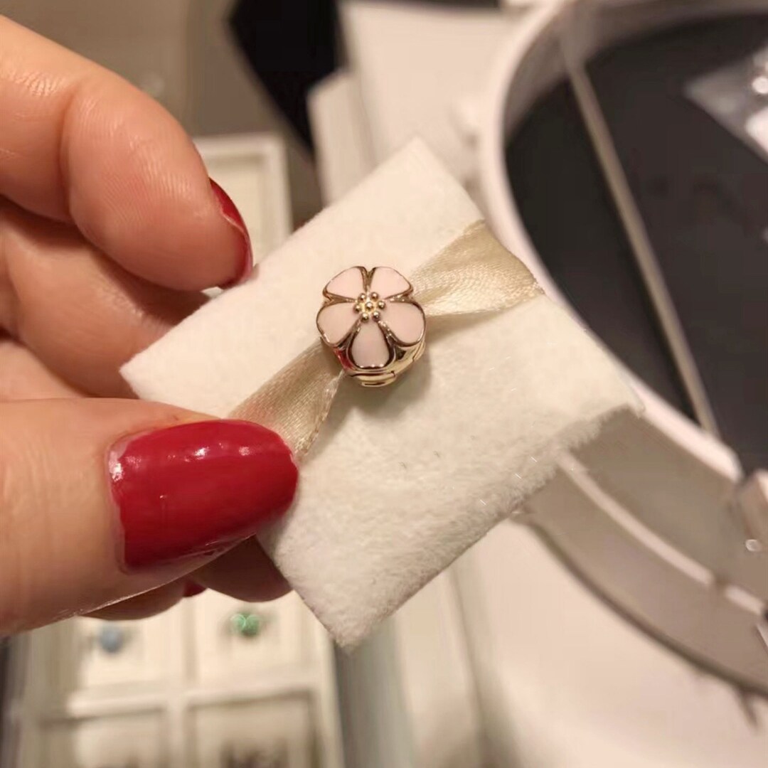 Pandora Gold Cherry Blossom Clip Charm Enamel Ale Sterling - Etsy