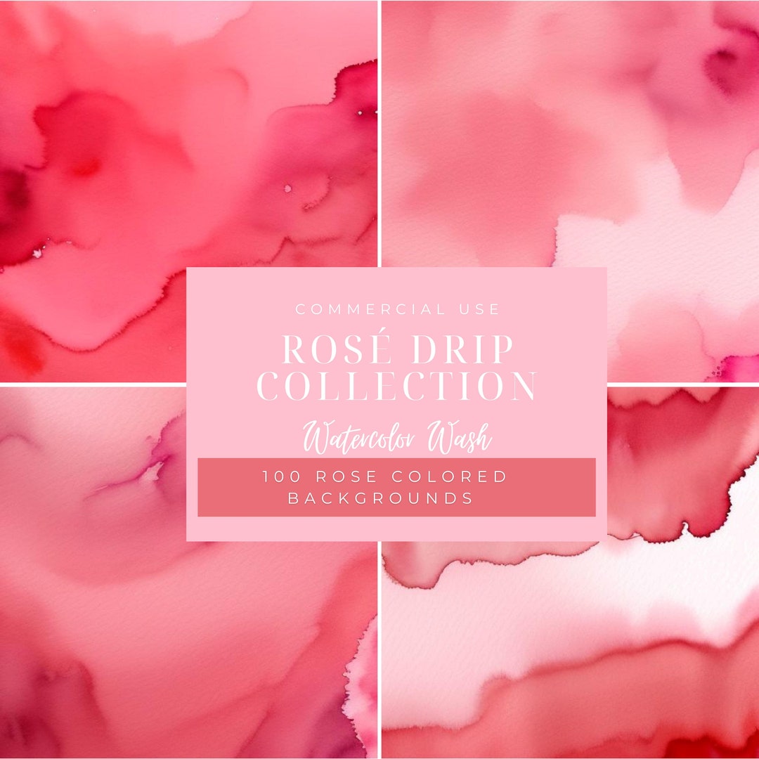 100 Pink Rose Drip Digital Backgrounds Watercolor Textures Abstract Art ...