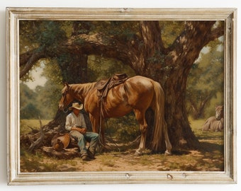 Vintage Spur Print Western Home Decor Antique Watercolor Painting ...