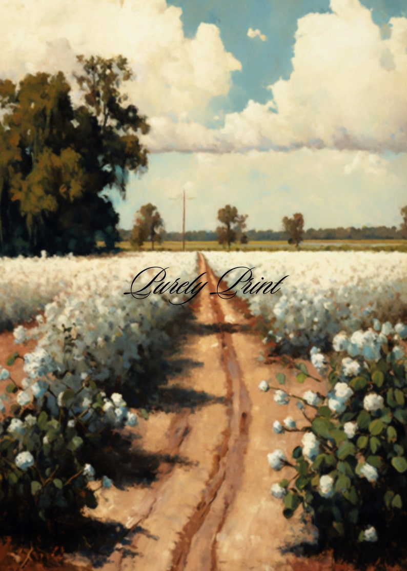 Cotton Field Painting Download | Vintage Oil Painting | Printable Wall ...